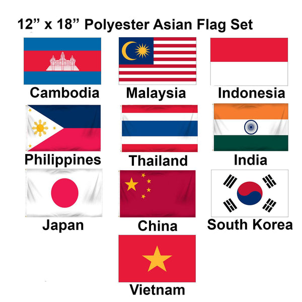 12in x 18in Asian Mounted Flags l Shop 1-800 Flags