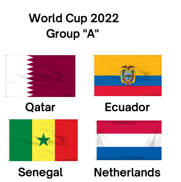 World Cup 2022 Group A Polyester Flags - Qatar, Ecuador, Netherlands ...